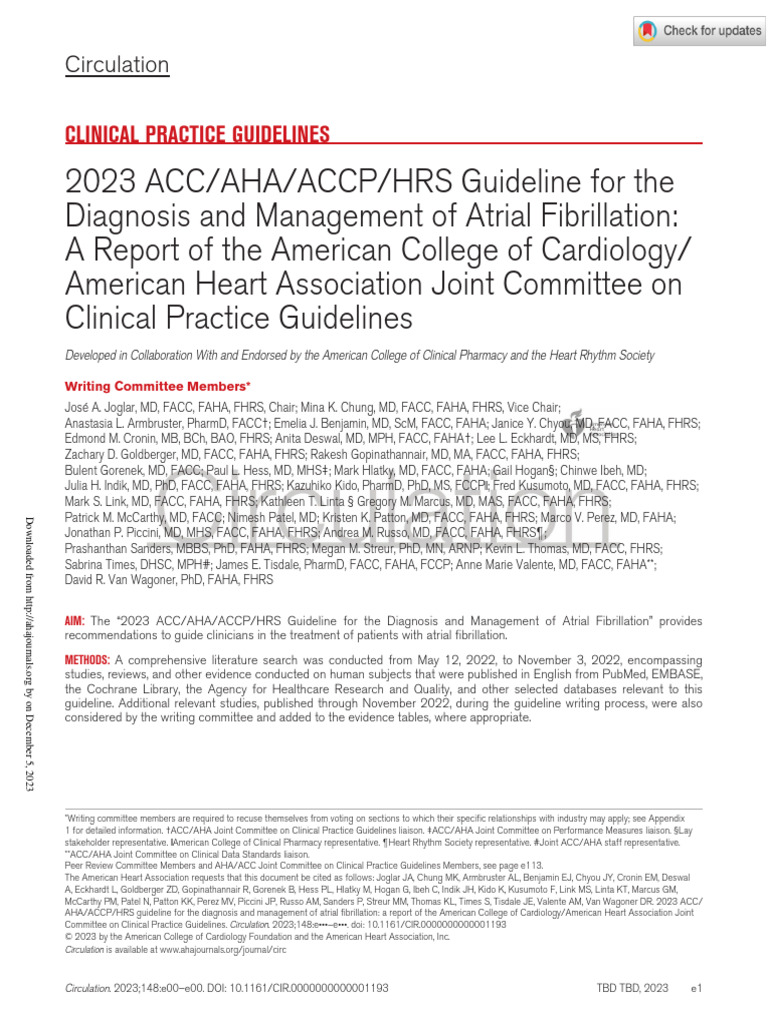 2023 AHA/ACC Atrial Fibrillation Guidelines | PDF | Clinical Medicine ...