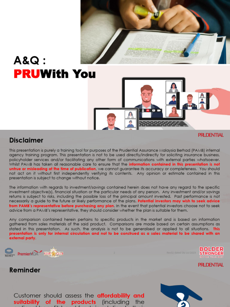 A&Q - PRUWith You - Handout (E) - Rev02 Dated 09102023 | PDF