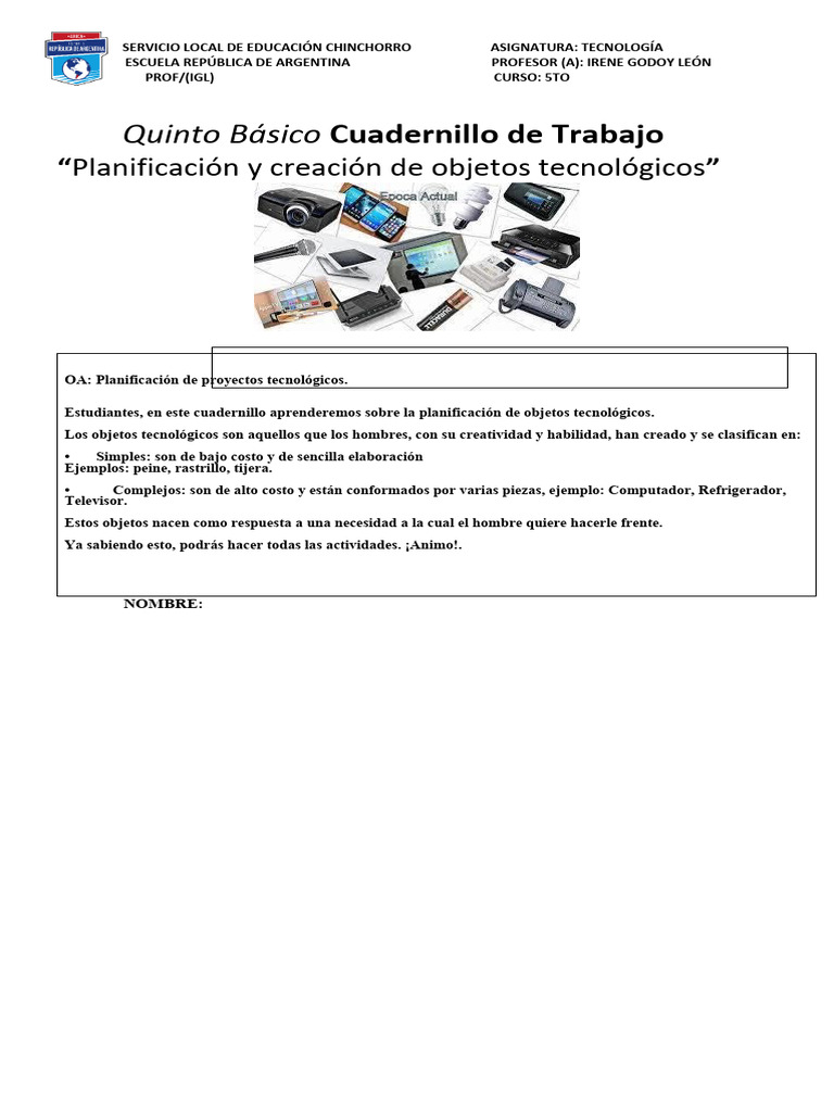 Actividades de Tecnología 5to Grado | PDF | Cartón | Papel