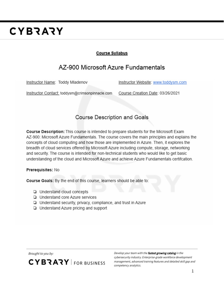 Az900 Microsoft Azure Fundamentals Pdf Microsoft Azure Cloud