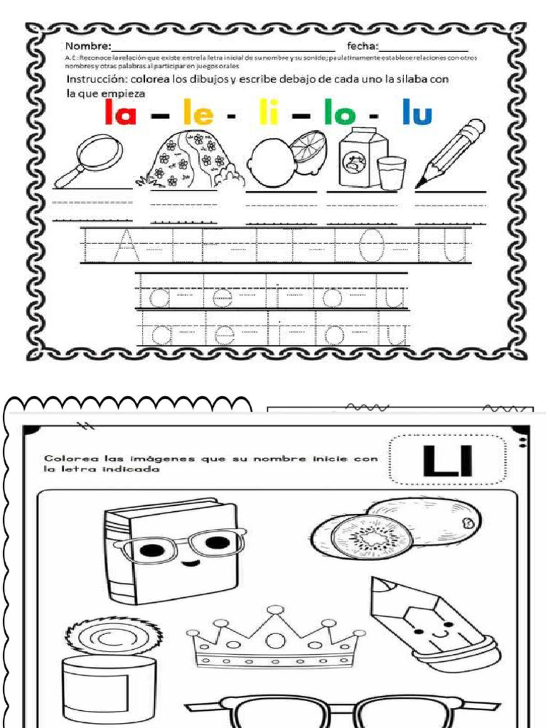 Letra L - Actividad Martes | PDF