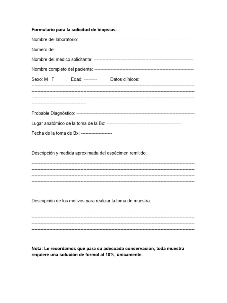 Formulario de Solicitud de Biopsia | PDF | Biopsia | Neoplasias
