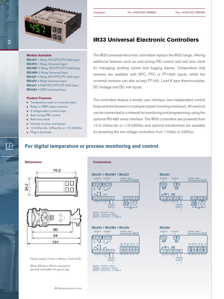 IR33 Universal Electronic Controllers: For Digital Temperature or ...