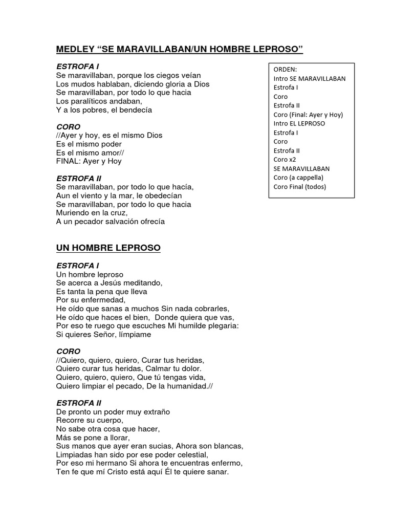 Medley: Se Maravillaban y El Leproso | PDF