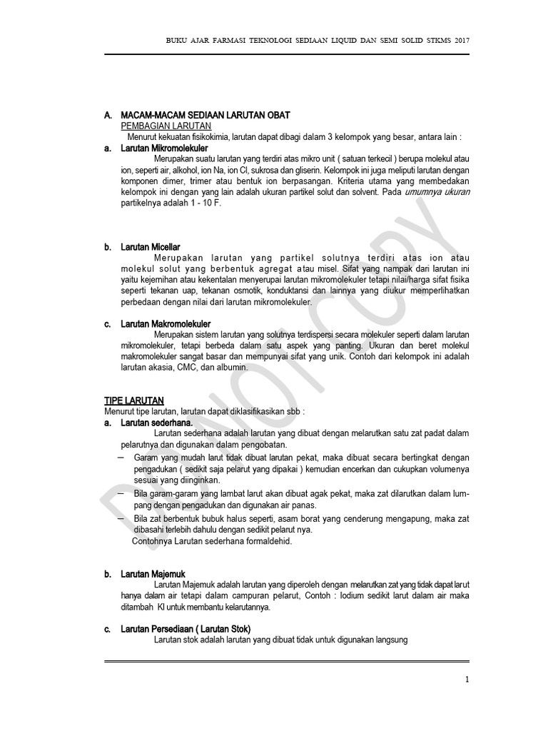 Jenis Sediaan Larutan Obat Litus Oris | PDF | Memasak, Makanan, & Anggur