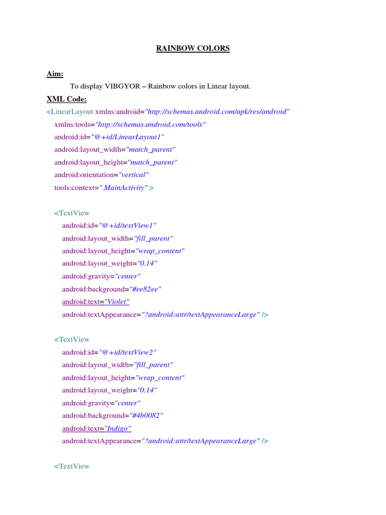 Rainbow Colors | PDF | Android (Operating System) | Application Software