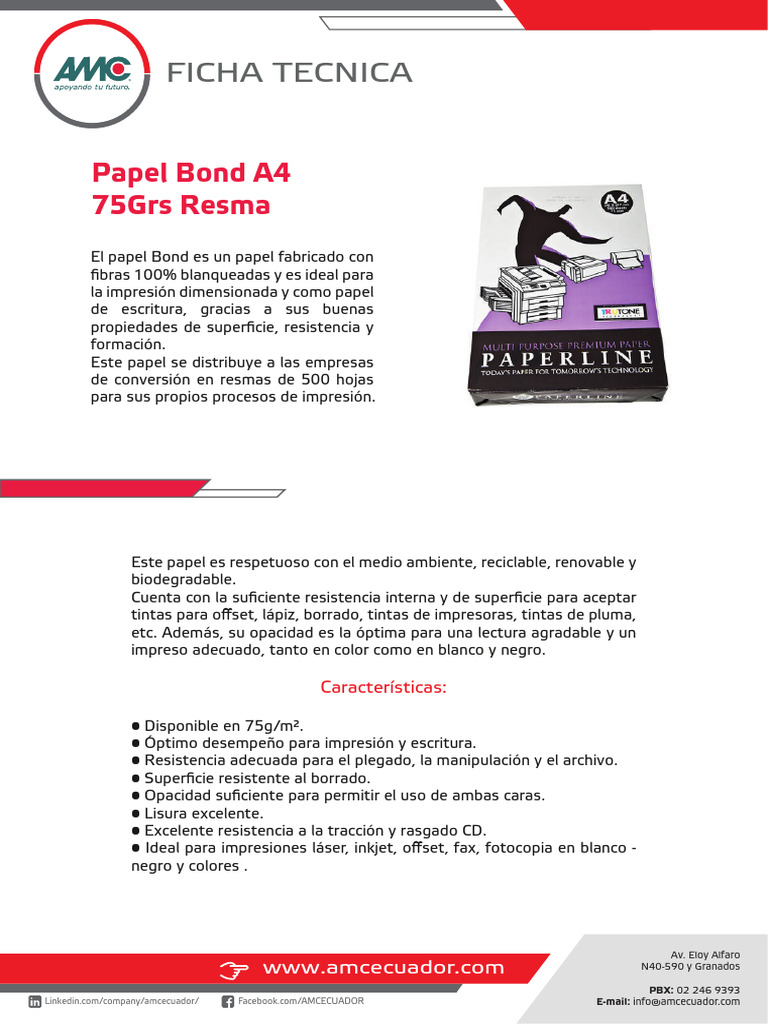FormatNew Papel Bond A4 75Grs Resma X 500 Hojas - Compressed | PDF