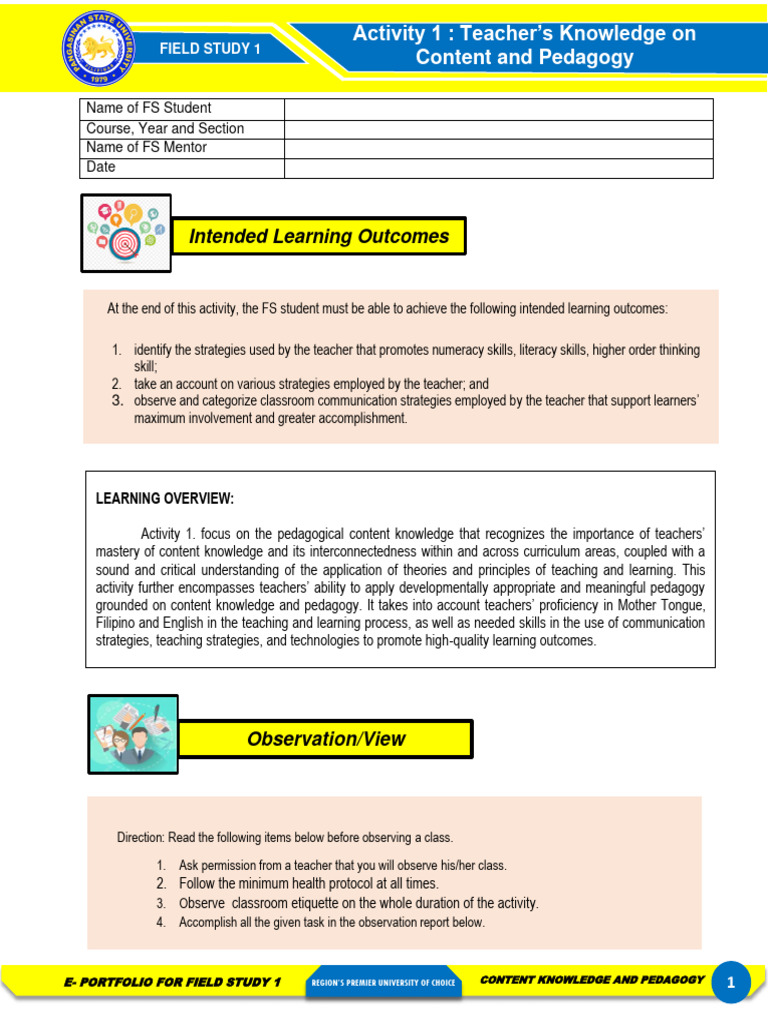 FS1 Activity 1 | PDF | Learning | Pedagogy
