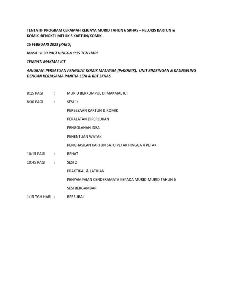 Tentatif Program Bengkel Kerjaya | PDF