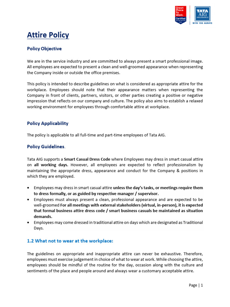 Attire Policy | PDF