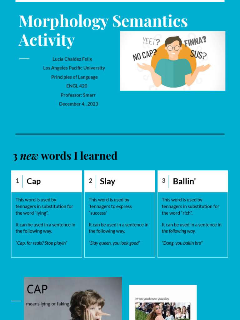 Morphology Semantics Activity 1 | PDF | Adolescence | Slang