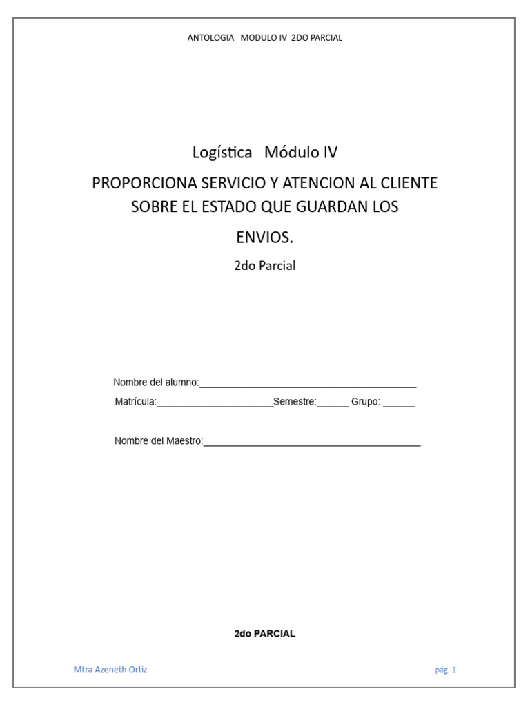 Logistica Módulo IV ANTOLOGIA 2do Parcial - 230928 - 103136 | PDF | Logística | Inventario