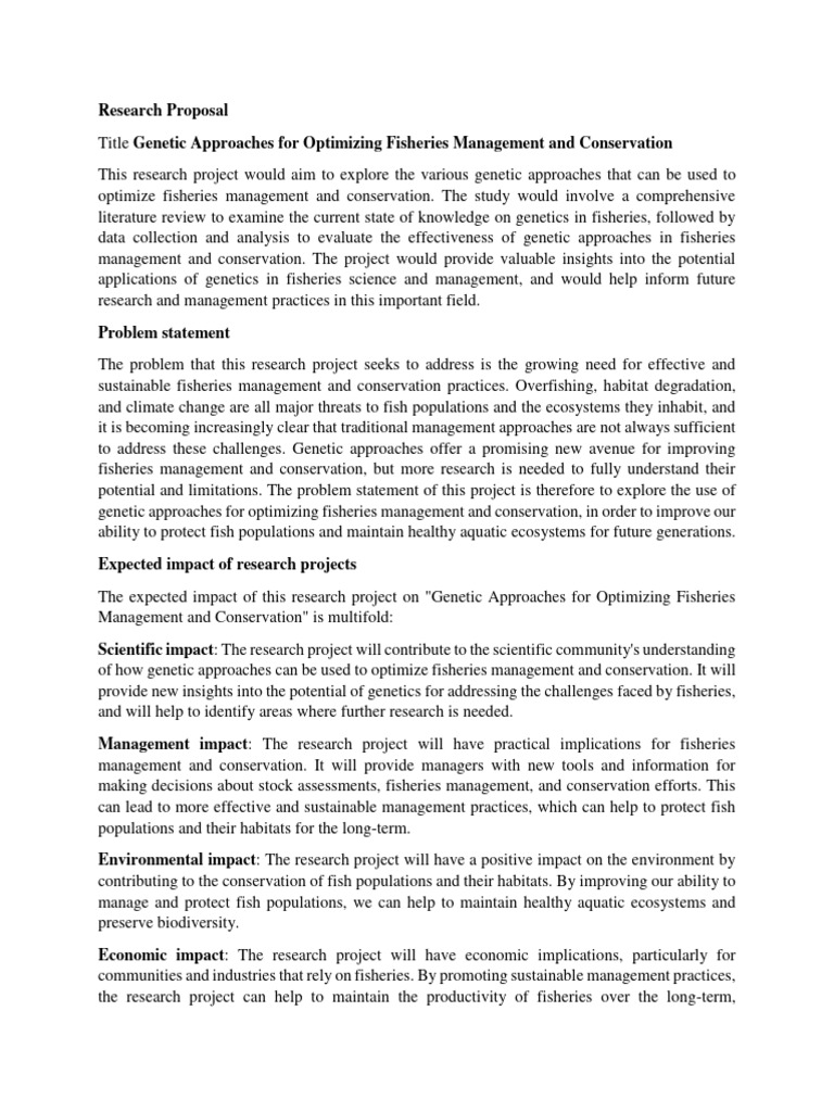 Research Proposal Malaysia | PDF | Conservation Biology | Fisheries Management