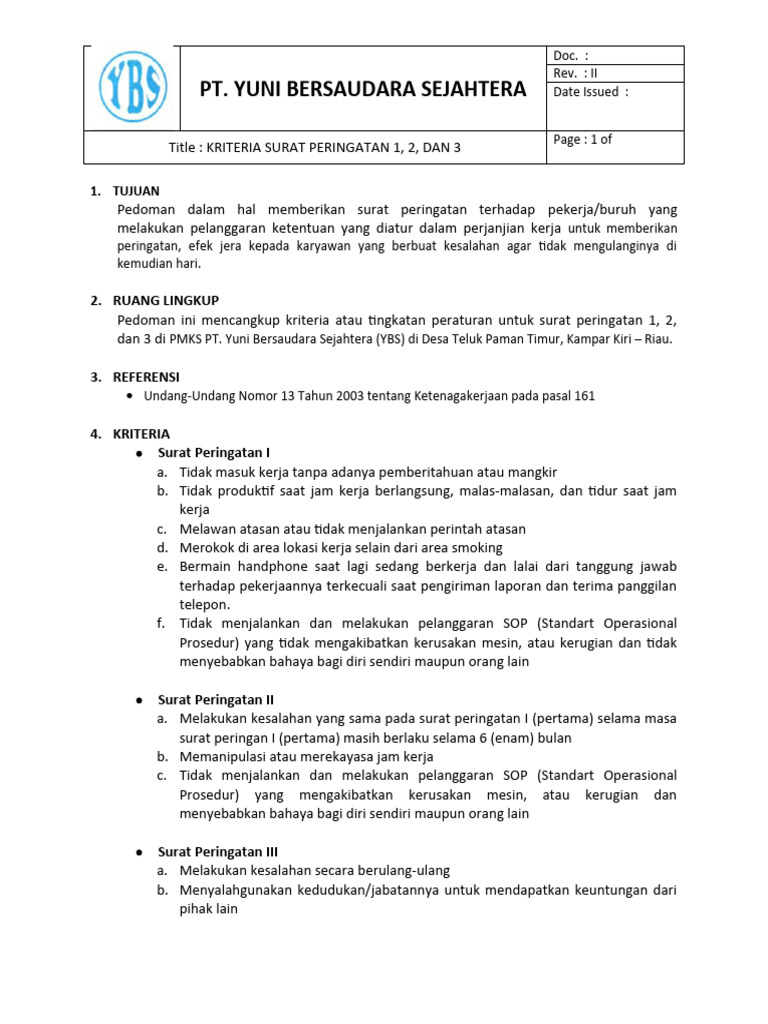 Kriteria Surat Peringatan Karyawan | PDF