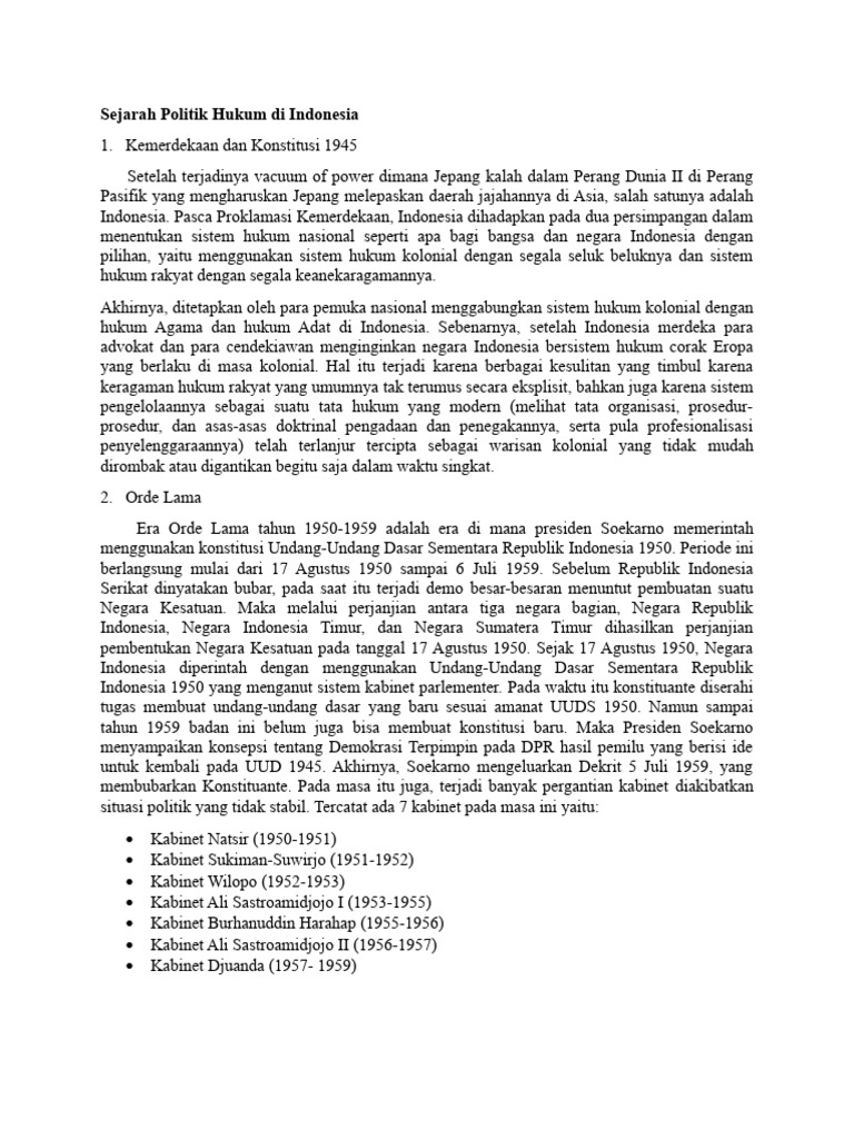 Sejarah Politik Hukum Di Indonesia | PDF | Politik | Ilmu Sosial