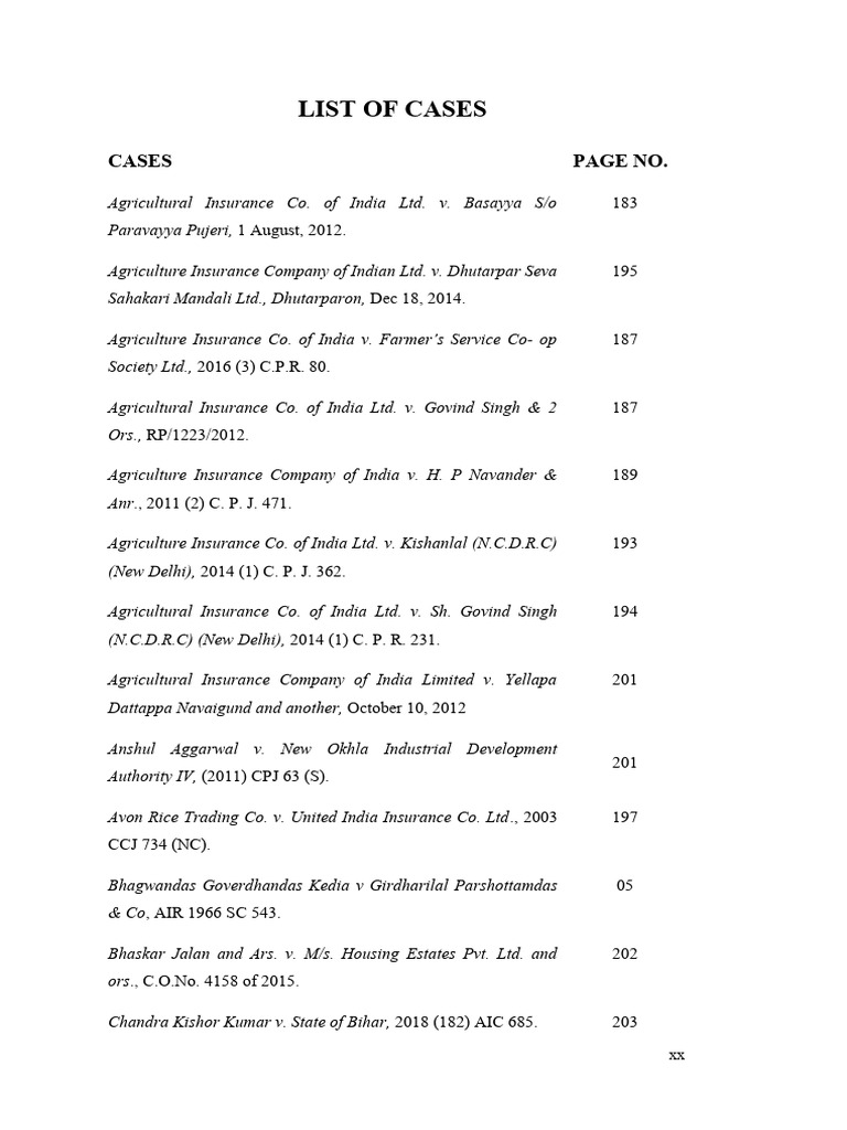 List of Cases | PDF | Insurance | Economy Of India