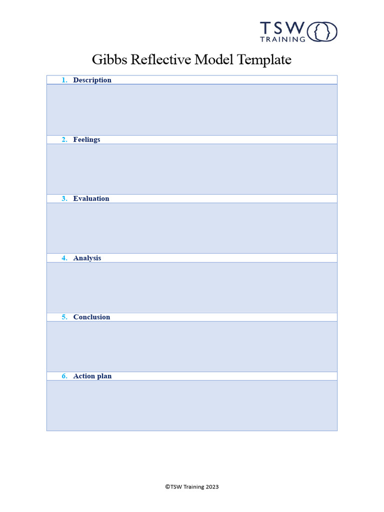 Gibbs Reflective Cycle Template (TSW Training) | PDF | Feeling | Experience