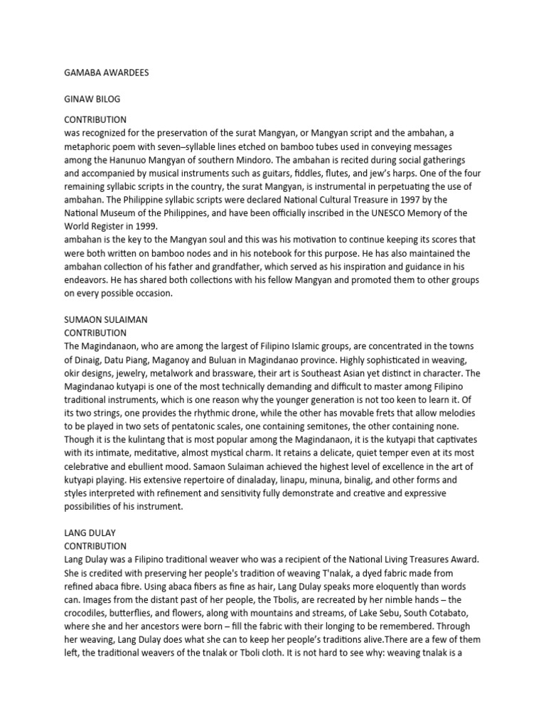 Gamaba Awardees | PDF