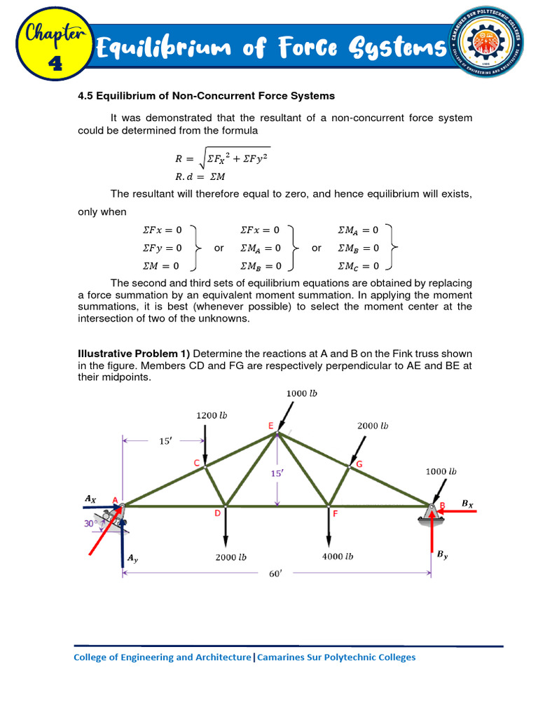 Chapter 4. Equilibrium of Non Concurrent Force Systems | PDF | Chemical Equilibrium | Triangle