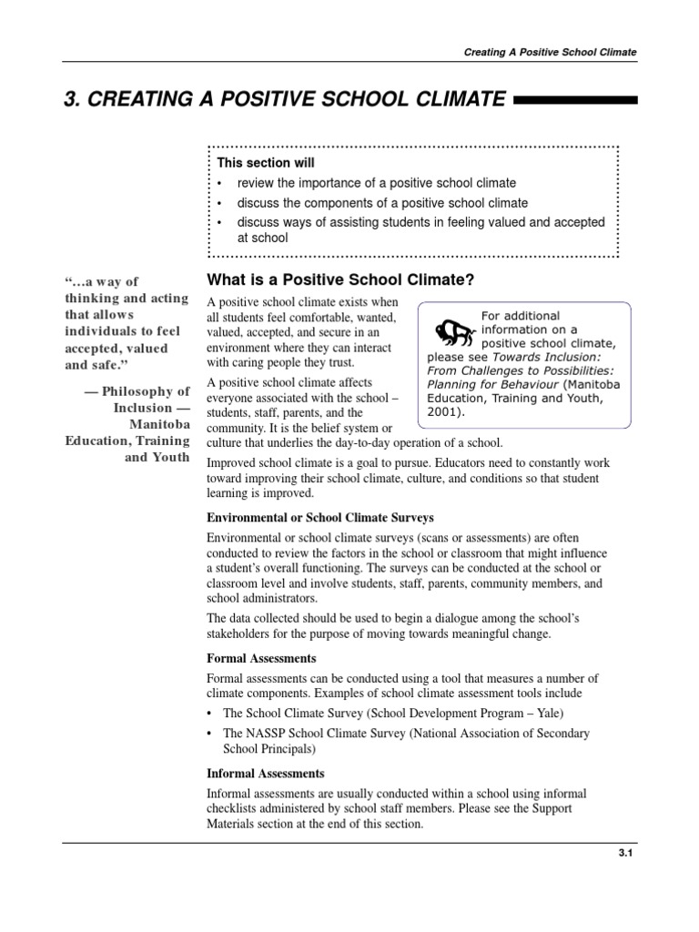 Creating A Positive School Climate | PDF | Inclusion (Education ...