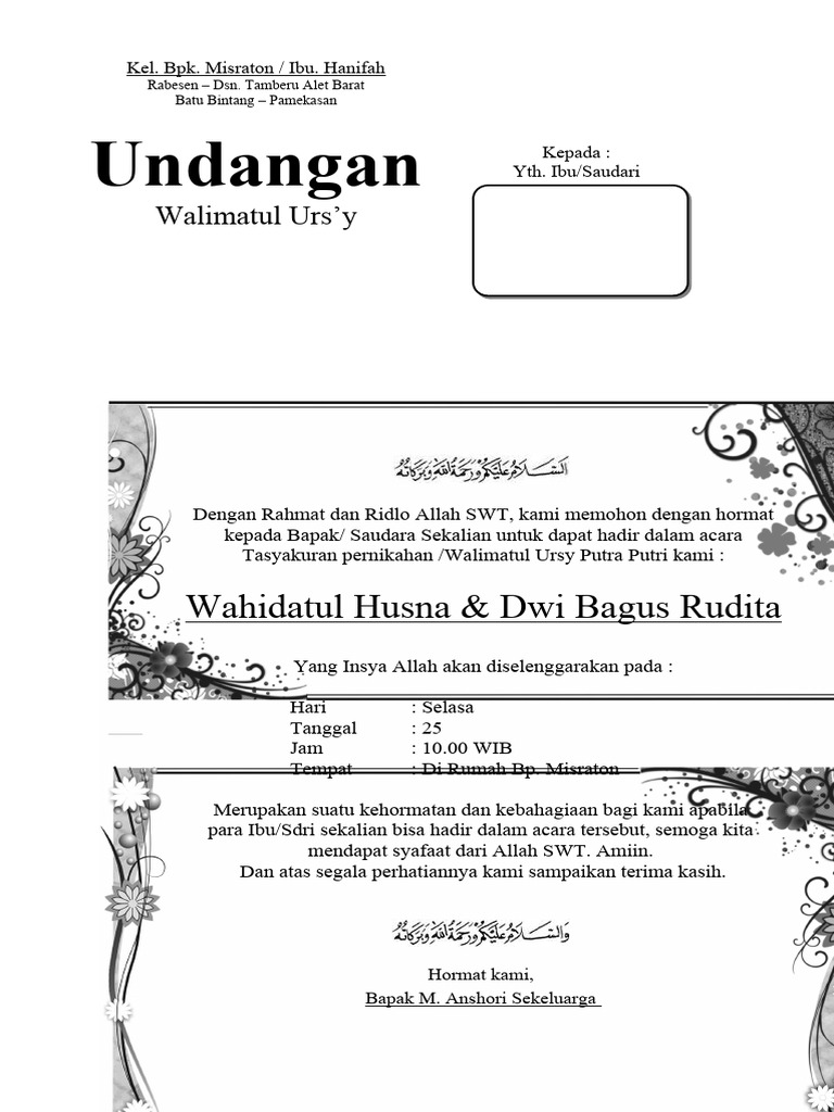 Undangan Walimatul Ursy Yang Bisa Di Edit Format Word Doc6 - by ...