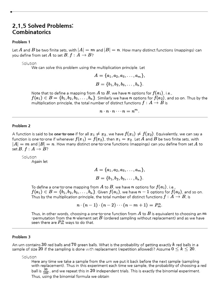 Combinatorics Solved Problems | Download Free PDF | Function (Mathematics) | Mathematical Analysis