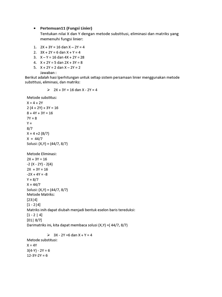 Tentukan Nilai X Dan y Dengan Metode Substitusi | PDF