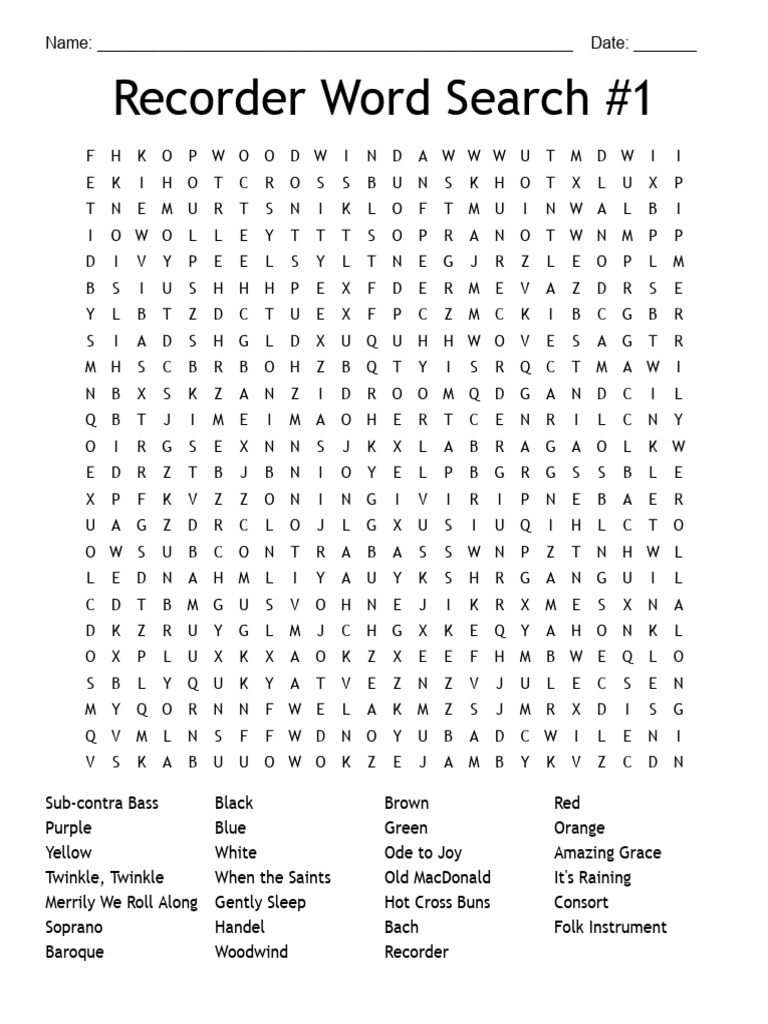 Recorder Wordsearch | PDF | Baroque Music | Choral Music