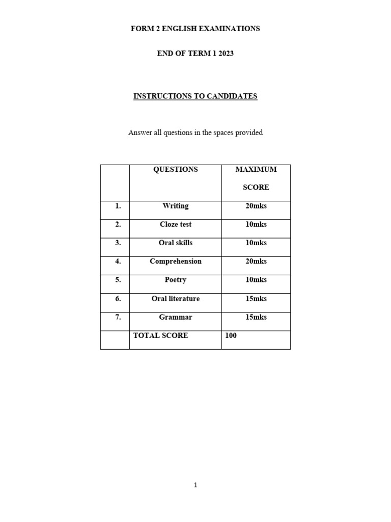 English Form Two Term 1 Teacher Co Ke | Download Free PDF | Linguistics ...
