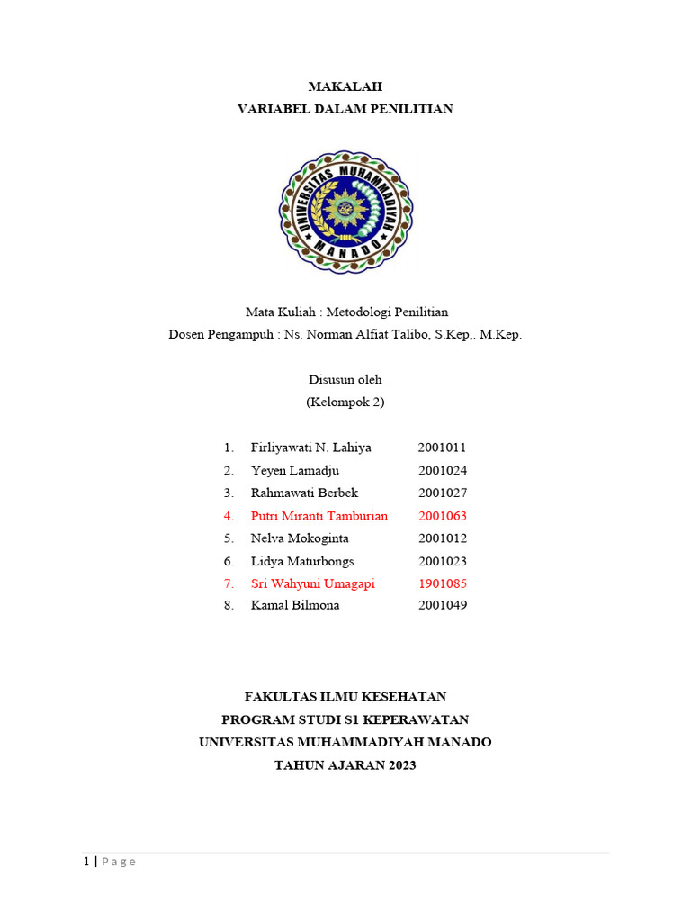 Makalah Variabel Dalam Penelitian-2 Revisi | PDF