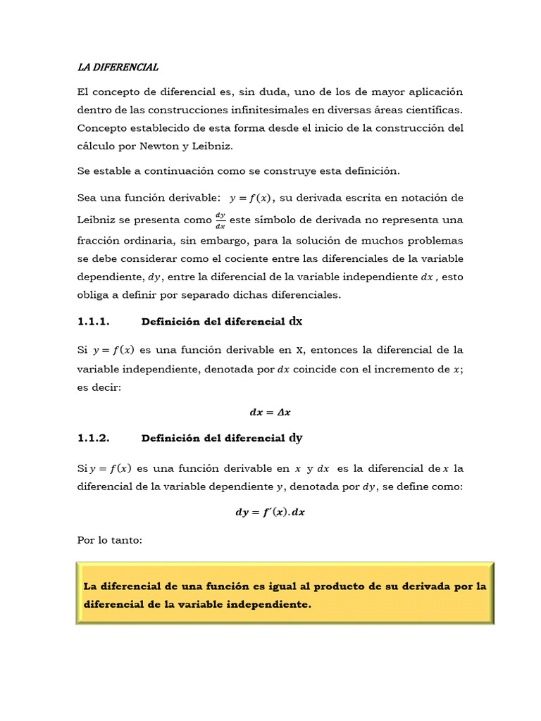 LA DIFERENCIAL de Una Función | PDF