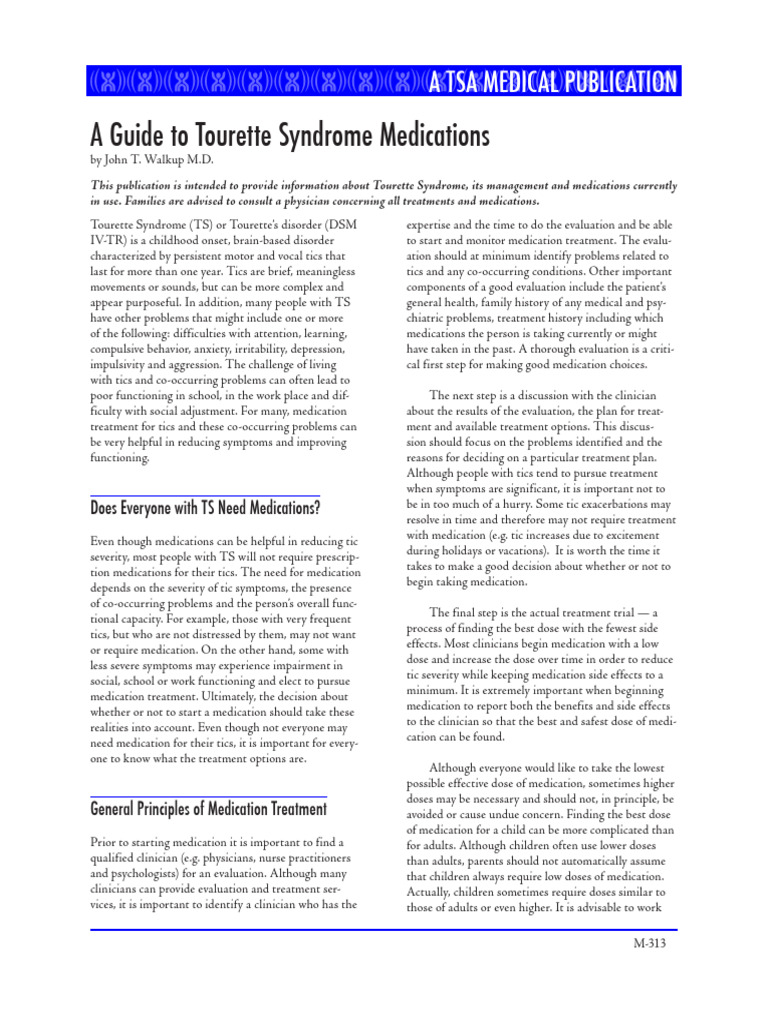 Tourette Syndrome Medication Guide | PDF | Selective Serotonin Reuptake ...