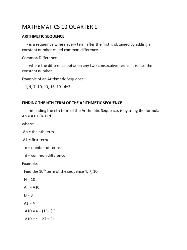 MATHEMATICS 10 First Quarter Reviewer | PDF | Polynomial | Factorization