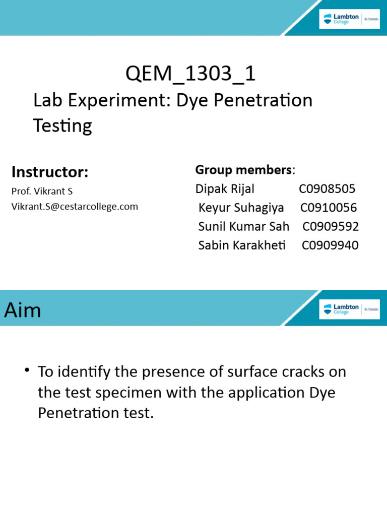 Dye Penetration Test | PDF | Mechanical Engineering | Procedural Knowledge