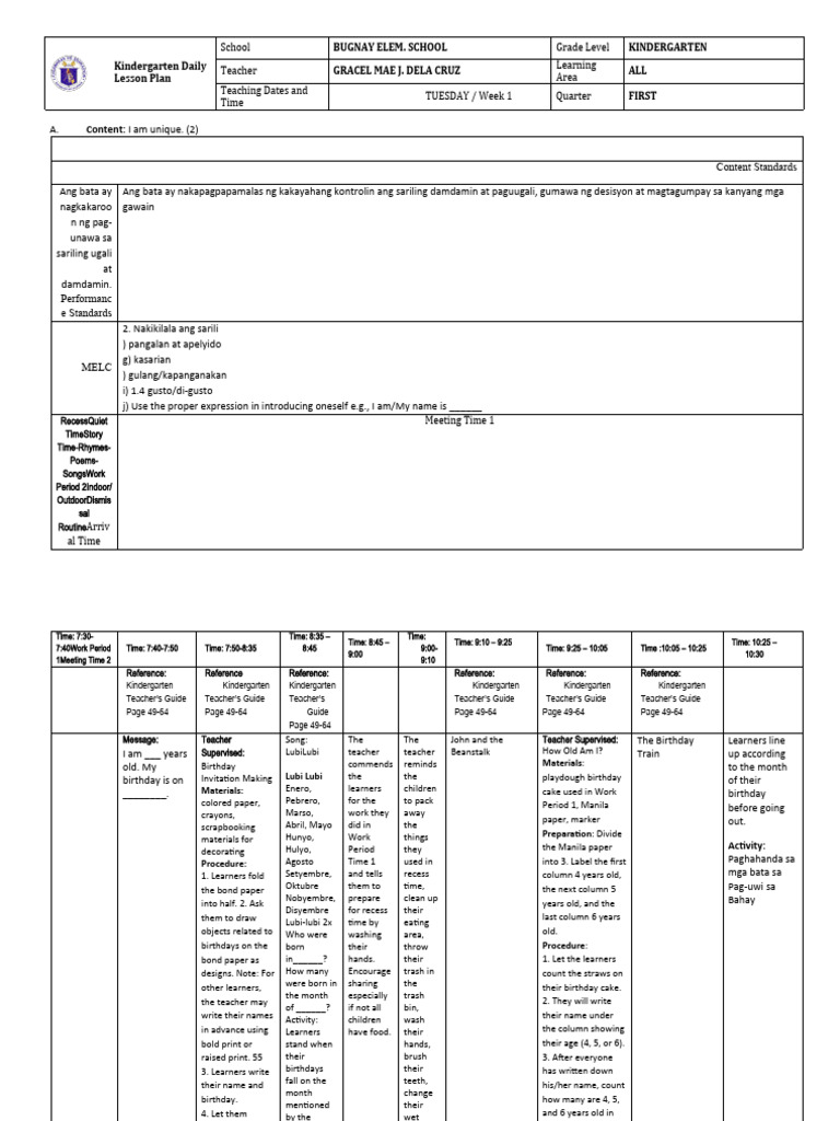 KINDER WEEK1 (Day2) | PDF