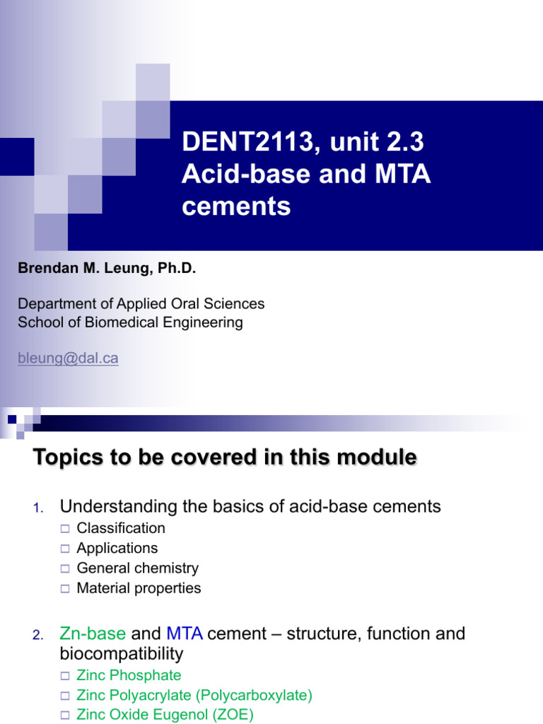 1 - Acid-Base Cements | PDF | Materials | Chemistry