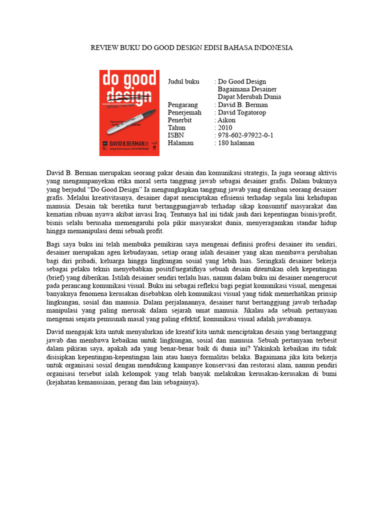 Review Buku Do Good Design Edisi Bahasa Indonesia | PDF