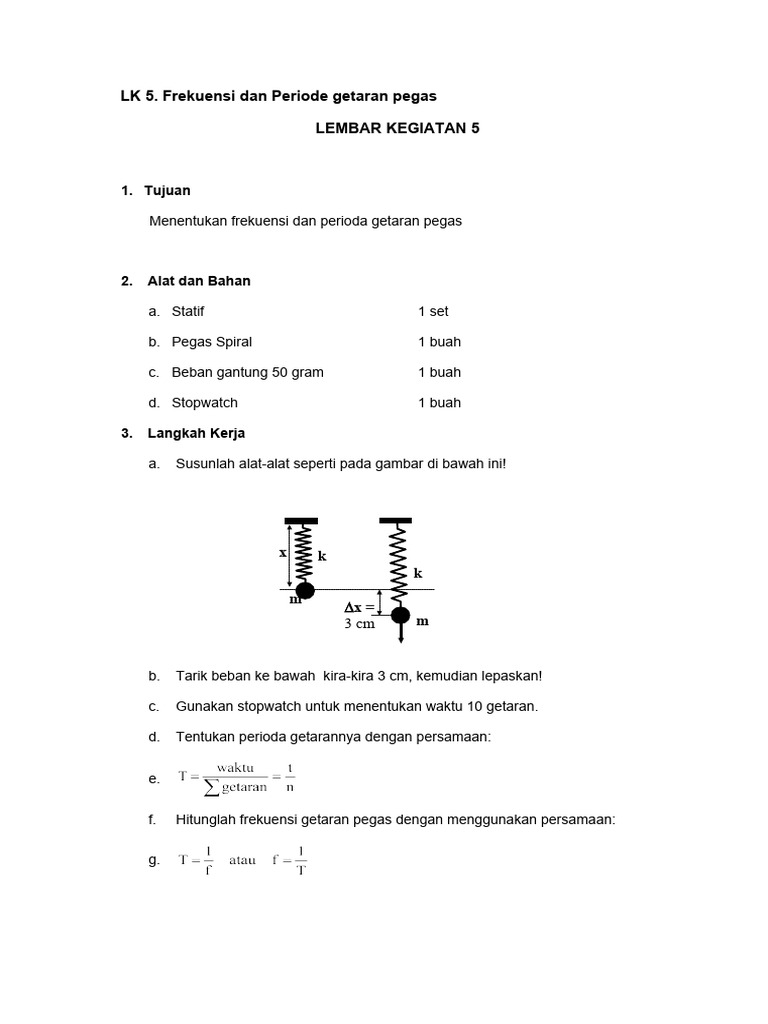LK. 5 Frekuensi Dan Getaran Pegas | PDF | Sains & Matematika