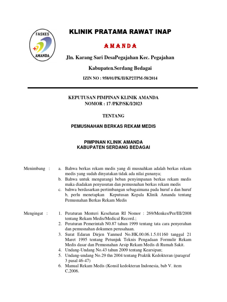 Contoh SK Pemusnahan RM | PDF