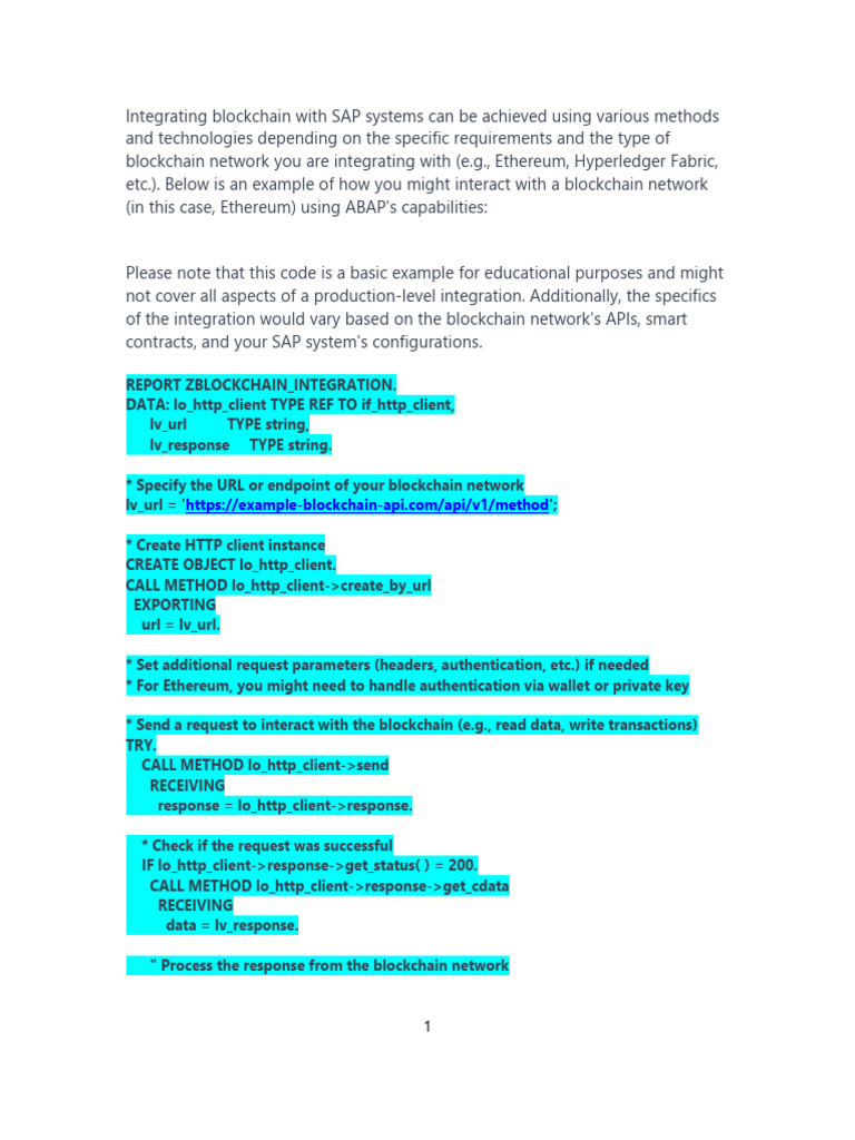 Integrate SAP With Blockchain - Code | PDF | Computer Network | Computer Engineering