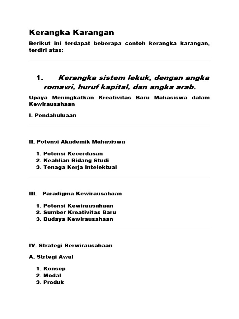 Contoh Kerangka Karangan Pdf