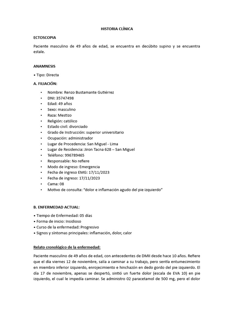 HISTORIA CLÍNICA Renal | PDF | Medicina CLINICA | Enfermedades y trastornos