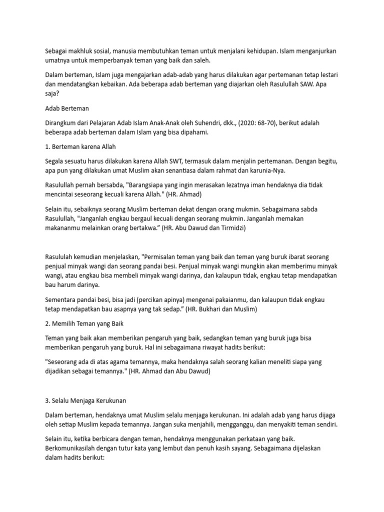 Adab Berteman | PDF
