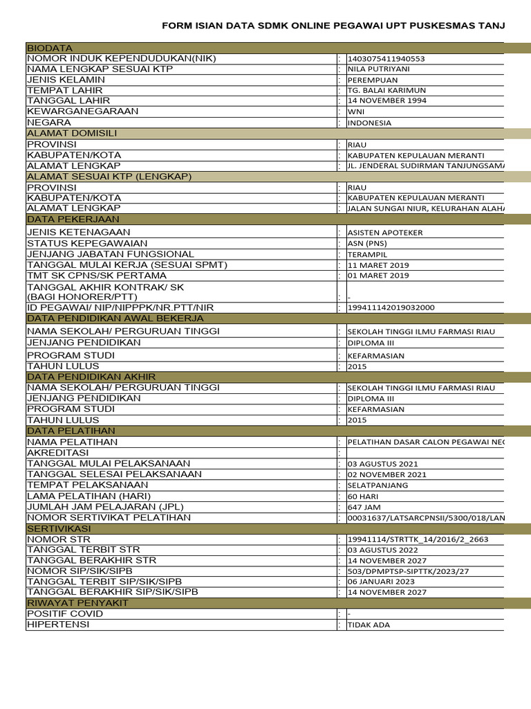 Form SDMK Nila | PDF