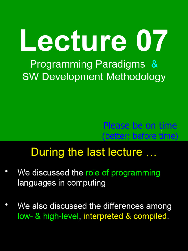 ITC Lecturer07 | PDF | Programming Paradigms | Object Oriented Programming
