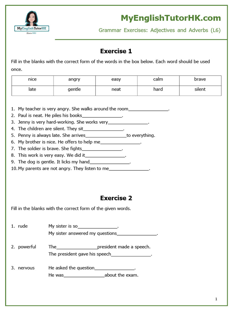 Year 5 1st Term Exam Adjective and Adverb Ex 234883295 | PDF | Adverb