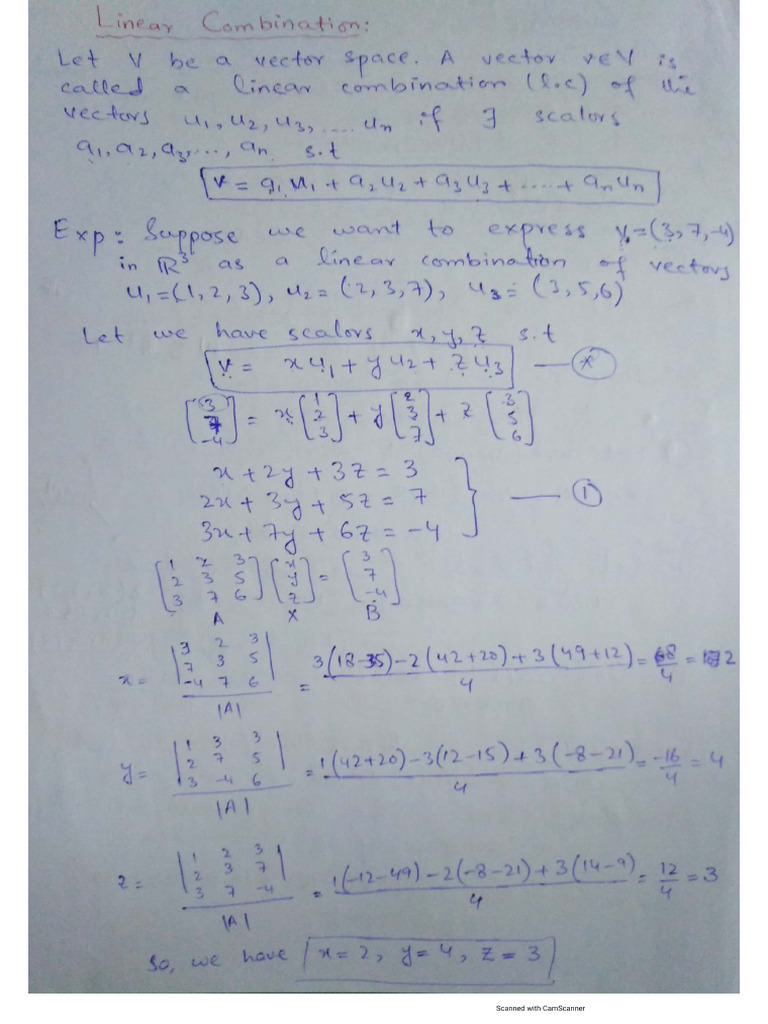 Lecture #3 Linear Algebra | PDF