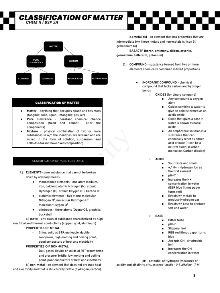 Classification of Matter in Chemistry | PDF | Chemical Substances ...