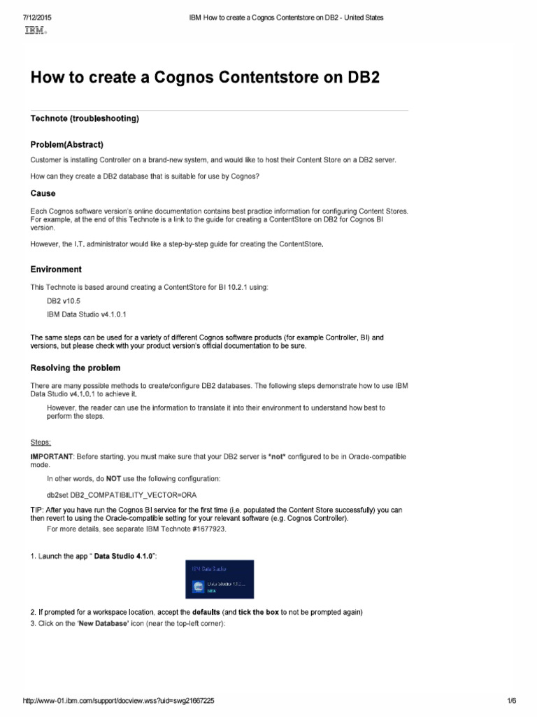 IBM How to create a Cognos on DB2 - United States | PDF