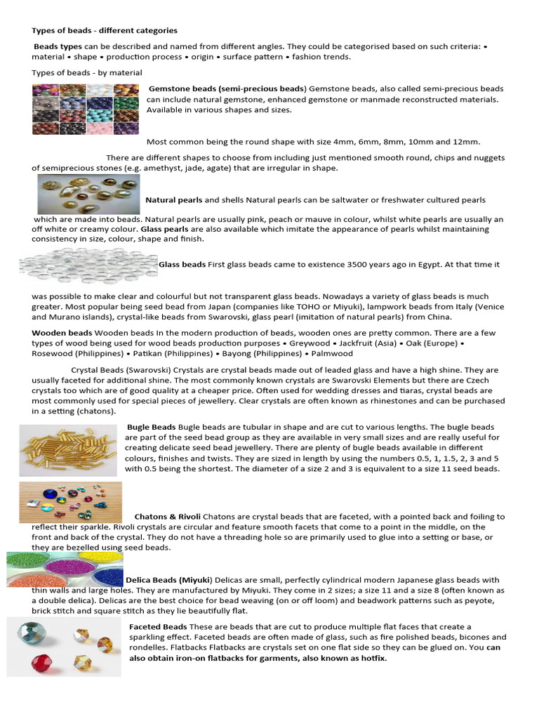 Types of Beads | PDF | Bead | Decorative Arts